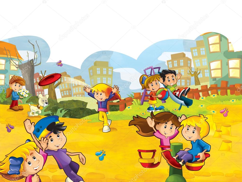 Cartoon kids playing Stock Photo by ©illustrator_hft 14629113