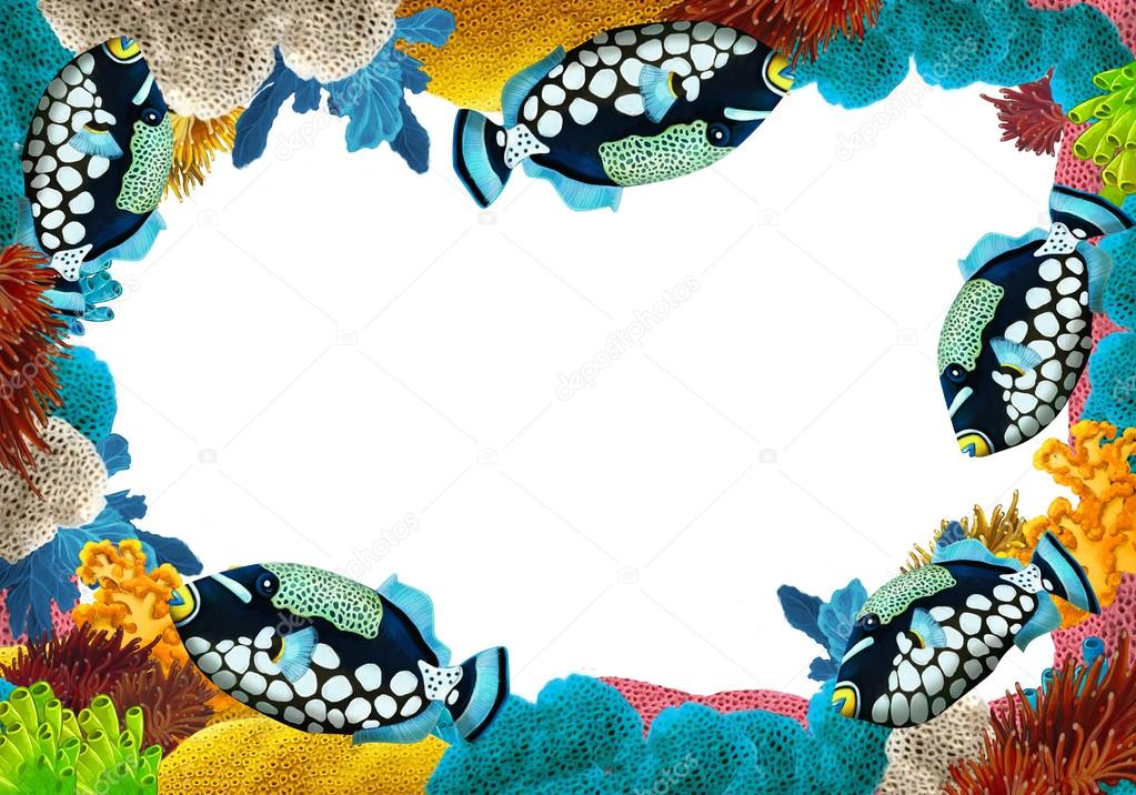 The coral reef - frame - border - illustration for the children Stock ...