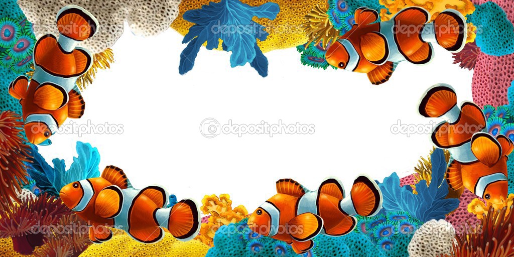 The coral reef - frame - border - illustration for the children Stock ...