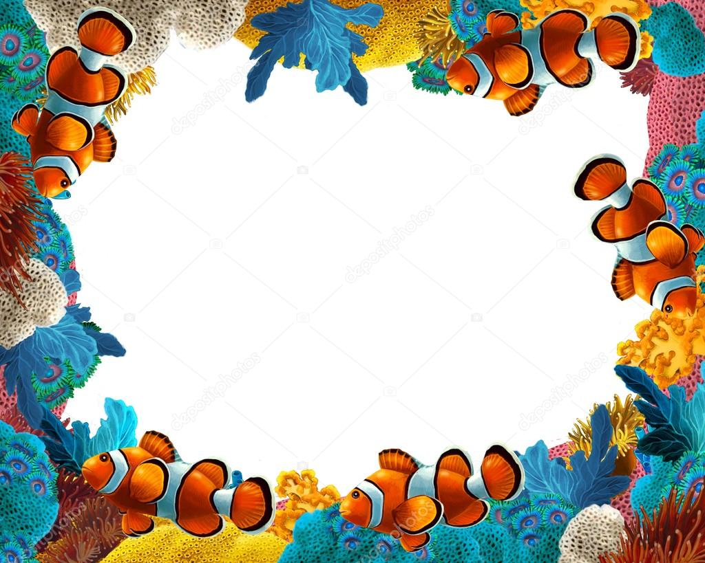 The coral reef - frame - border - illustration for the children — Stock ...