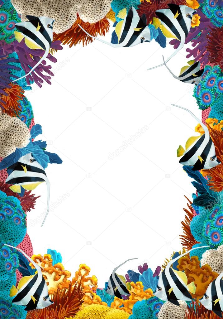 Terumbu karang - bingkai - batas - ilustrasi untuk anak-anak — Foto ...