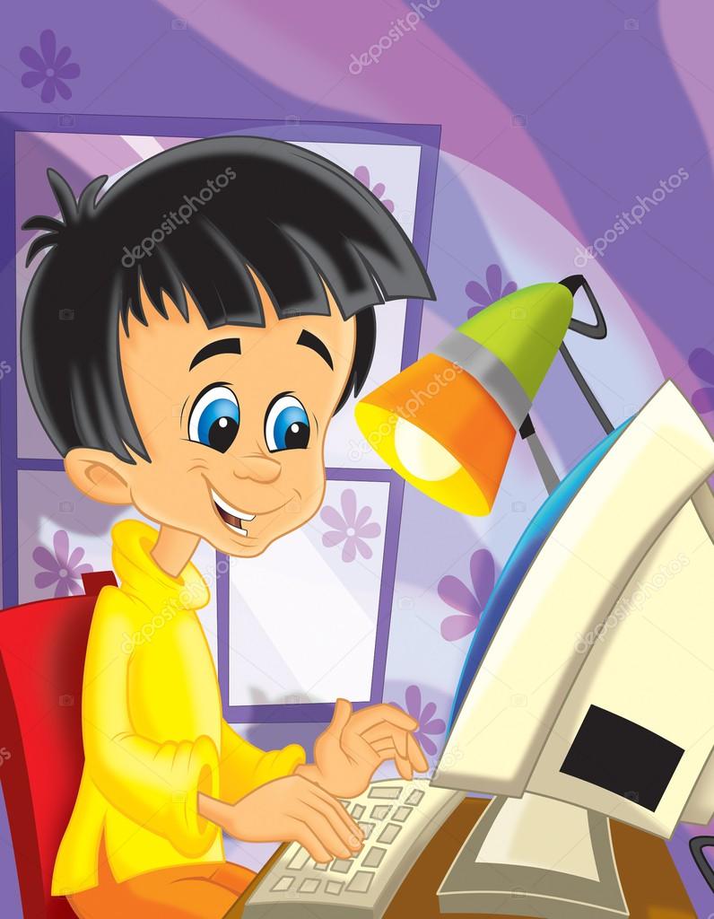 The tech illustration for children with IT specialist - presented as a ...