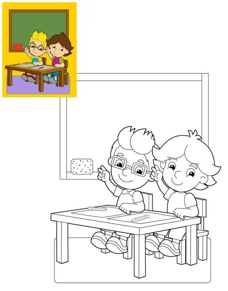 The coloring page - the classroom - illustration for the children Stock ...