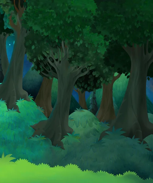 Cartoon Scene Nature Forest Castle Illustration Children Stock ...