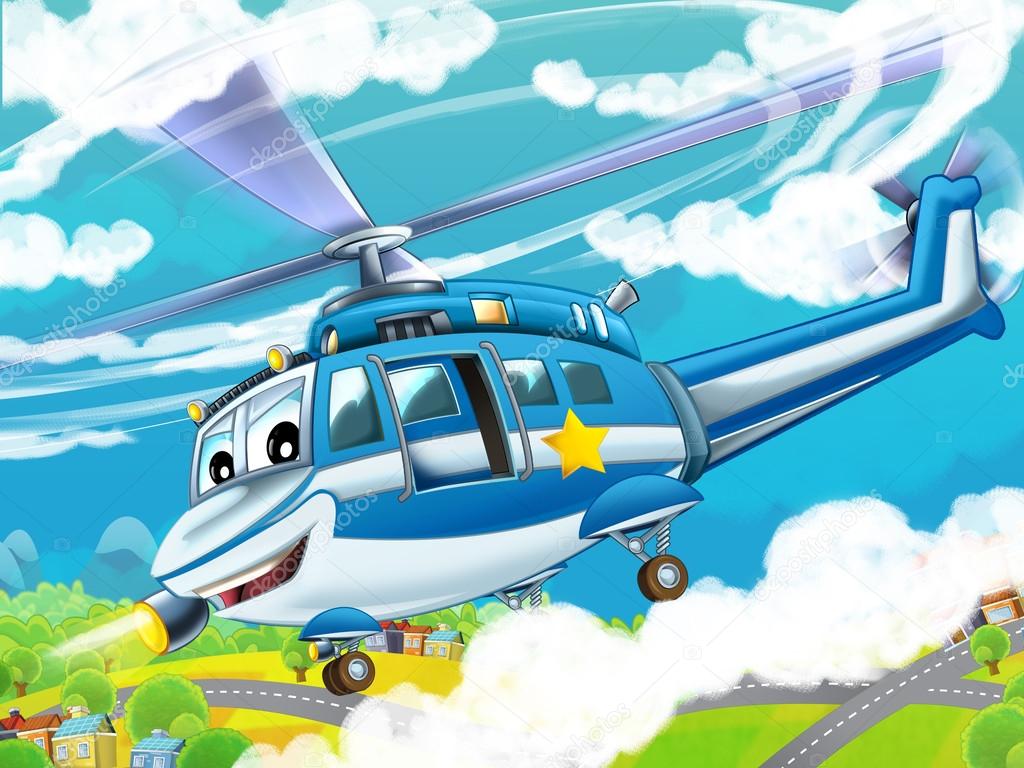 Helicóptero de dibujos animados Ilustración de stock #45750545 de ...