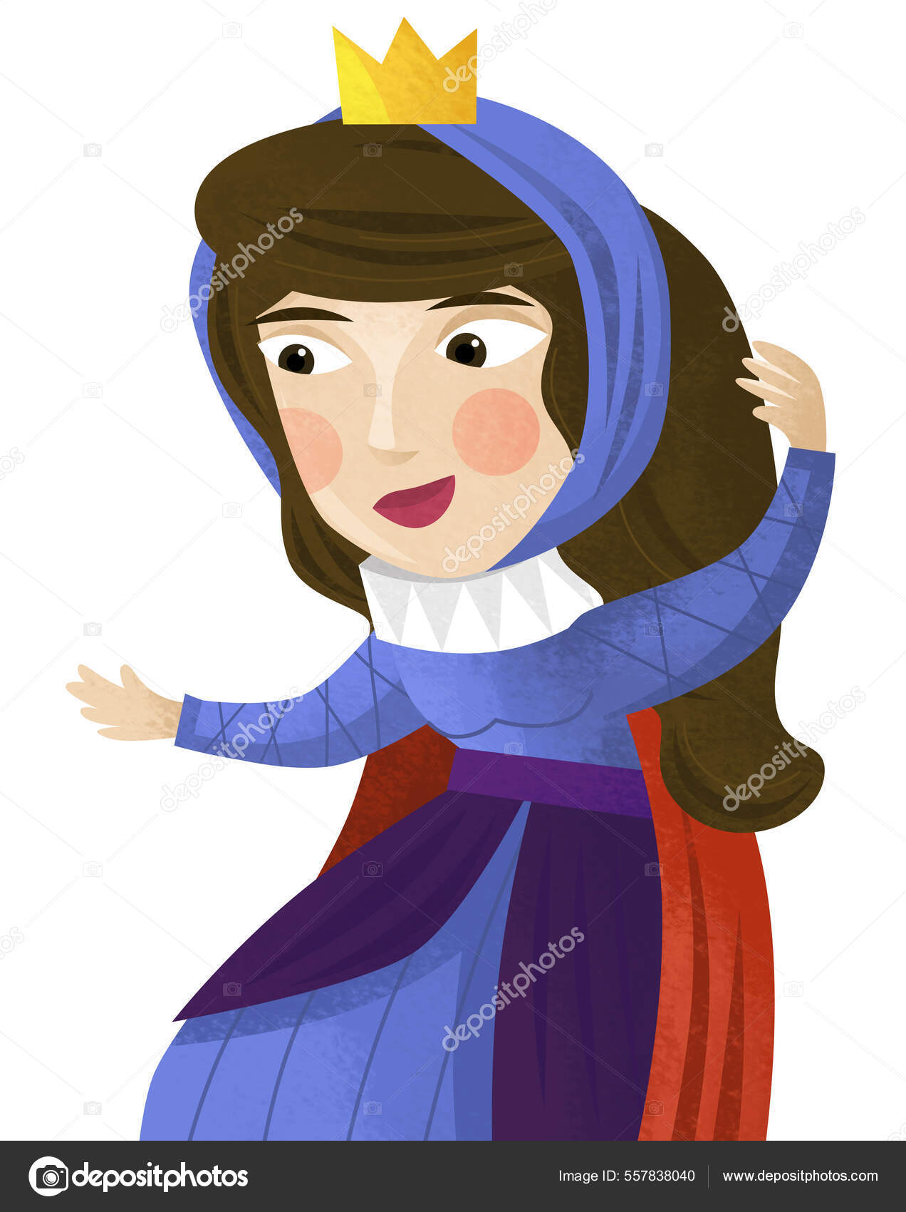Cartoon Scene Queen Princess White Background Illustration Children ...