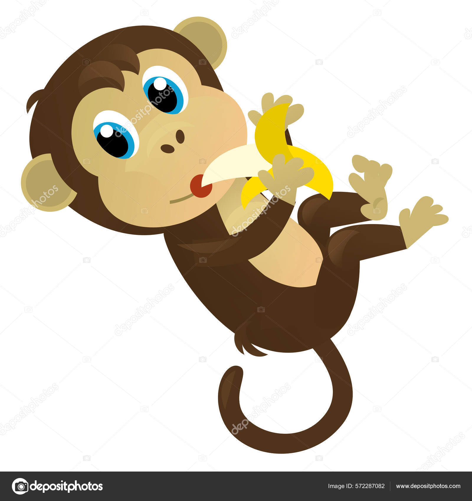 Illustration de Dessin Animé Scène Asiatique Avec Singe Animal Singe ...