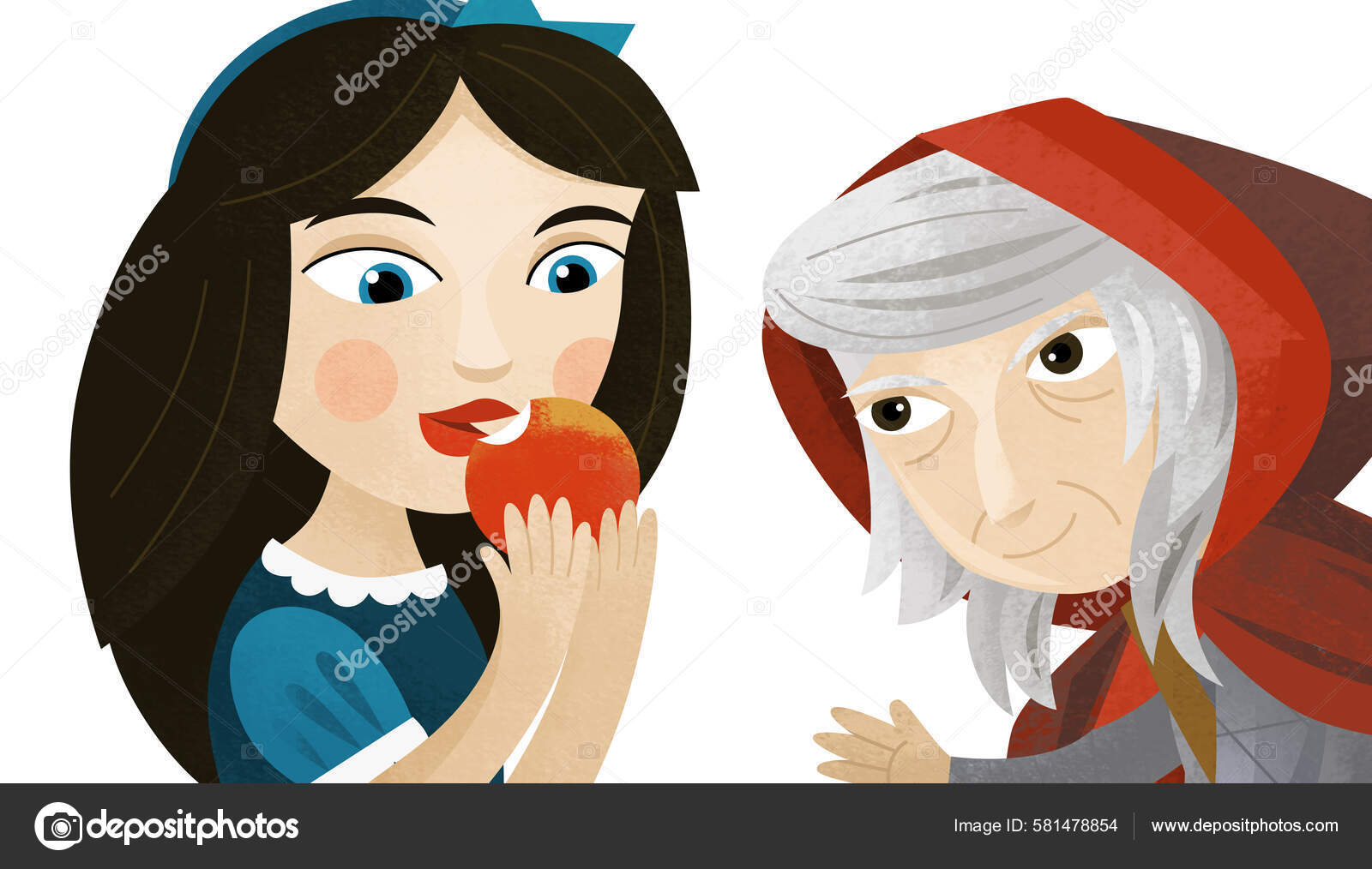 Cartoon Scene Witch Princess White Background Illustration Children ...