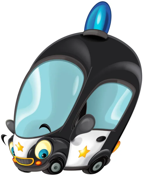 Cartoon Smiling Police White Background Car Isolated Illustration ...
