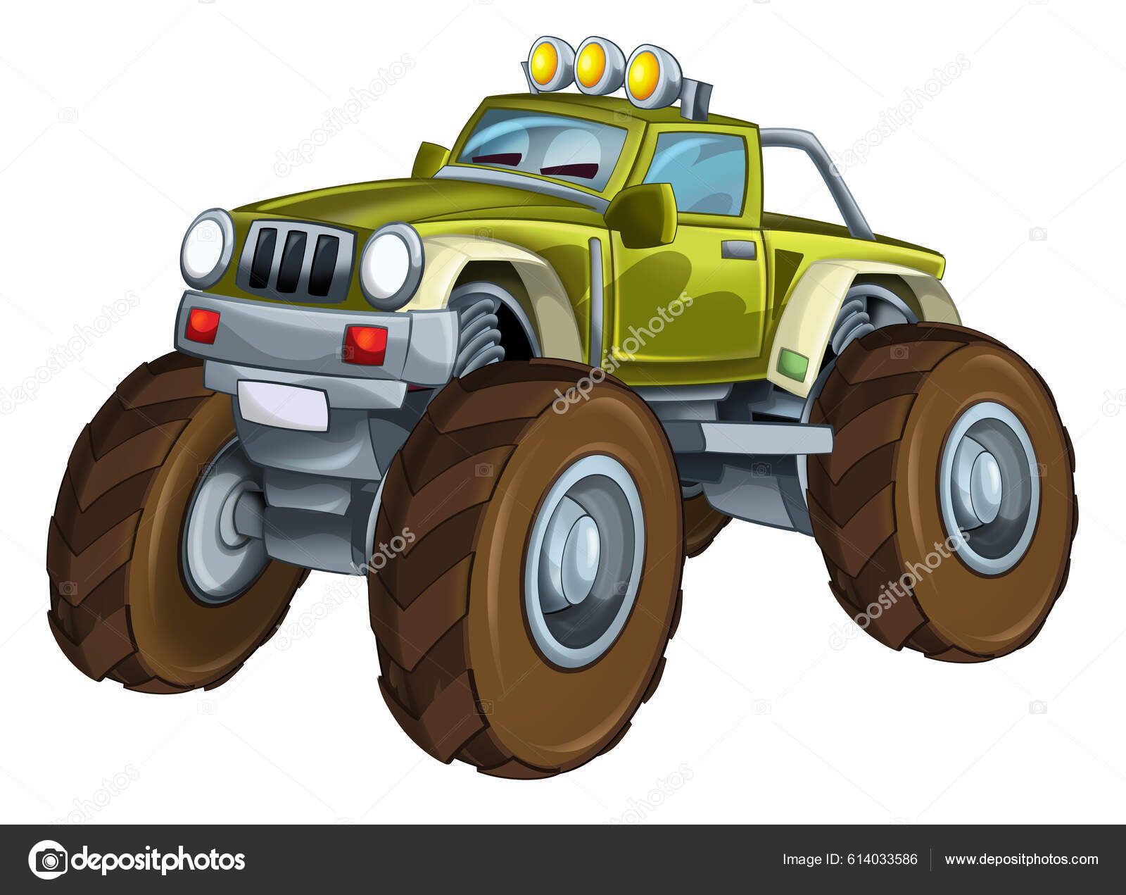 Cool Looking Cartoon Offroad Car Isolated Illustration Children — Stock ...