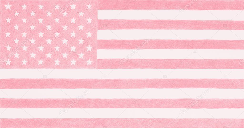 Bandera de EE.UU. Fondo teñido de rosa delicado claro. Fondo patriótico ...