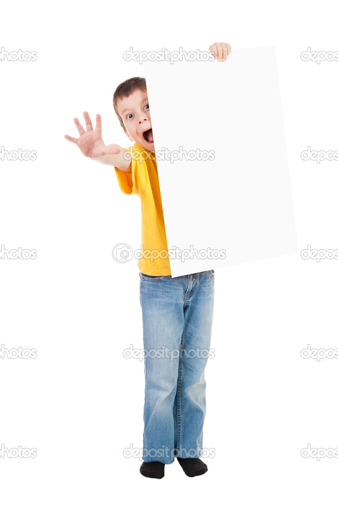 Boy with blank paper sheet — Stock Photo © soleg #24612531