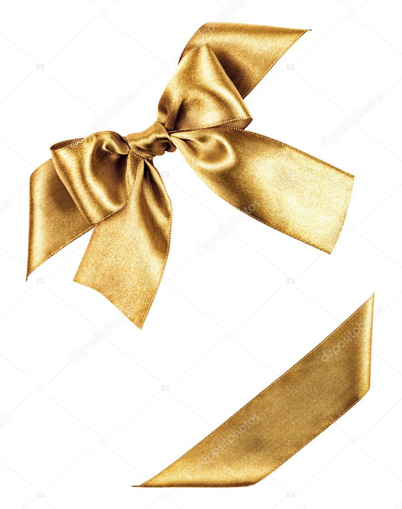 Golden bow made from silk ribbon — Stock Photo © soleg #32473871