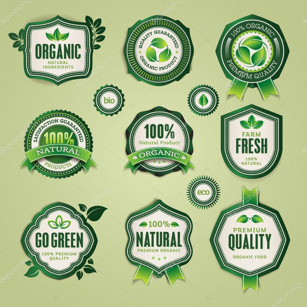 Set of organic and natural badges and labels Stock Vector Image by ...