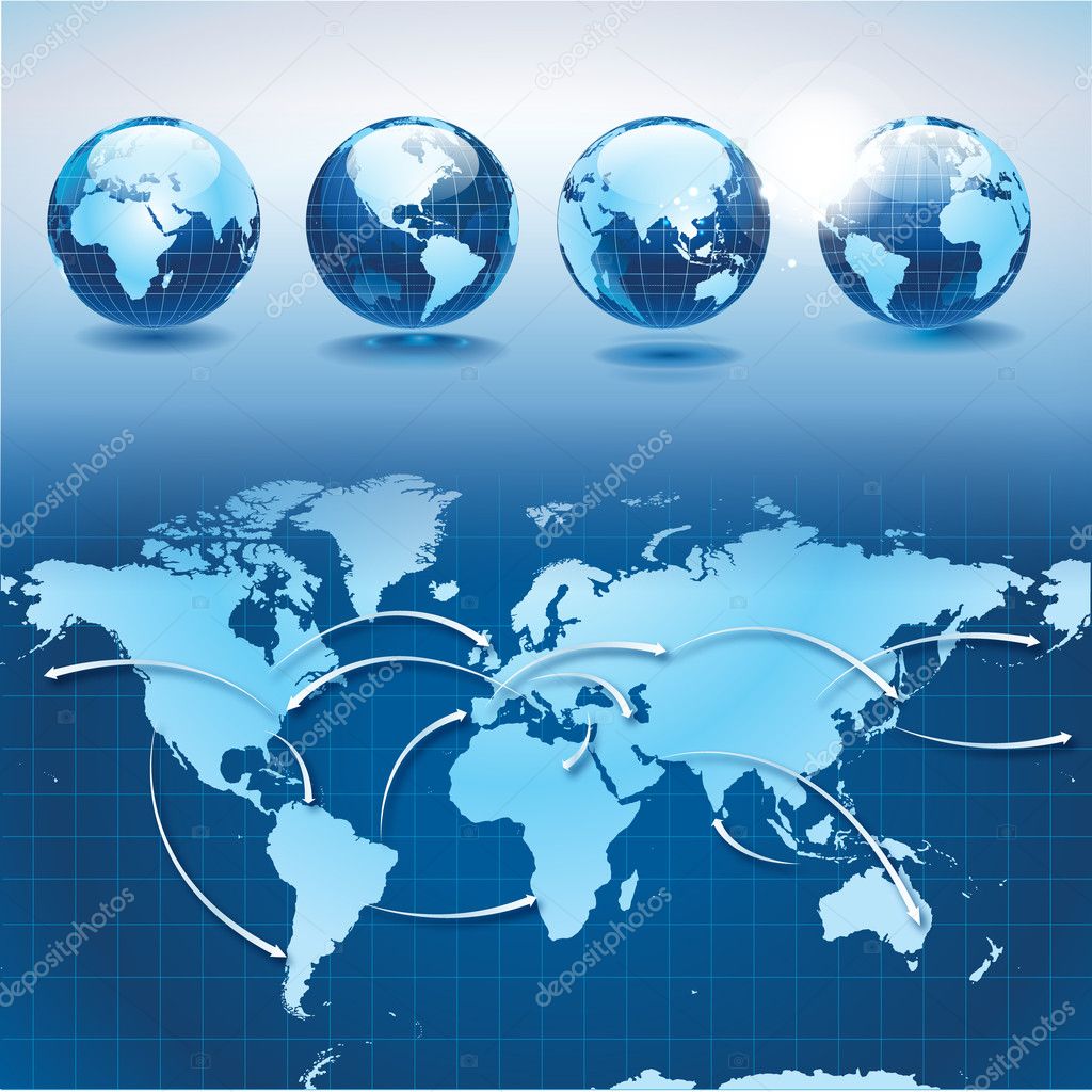 World transportation and logistics with earth globes Stock Vector Image ...