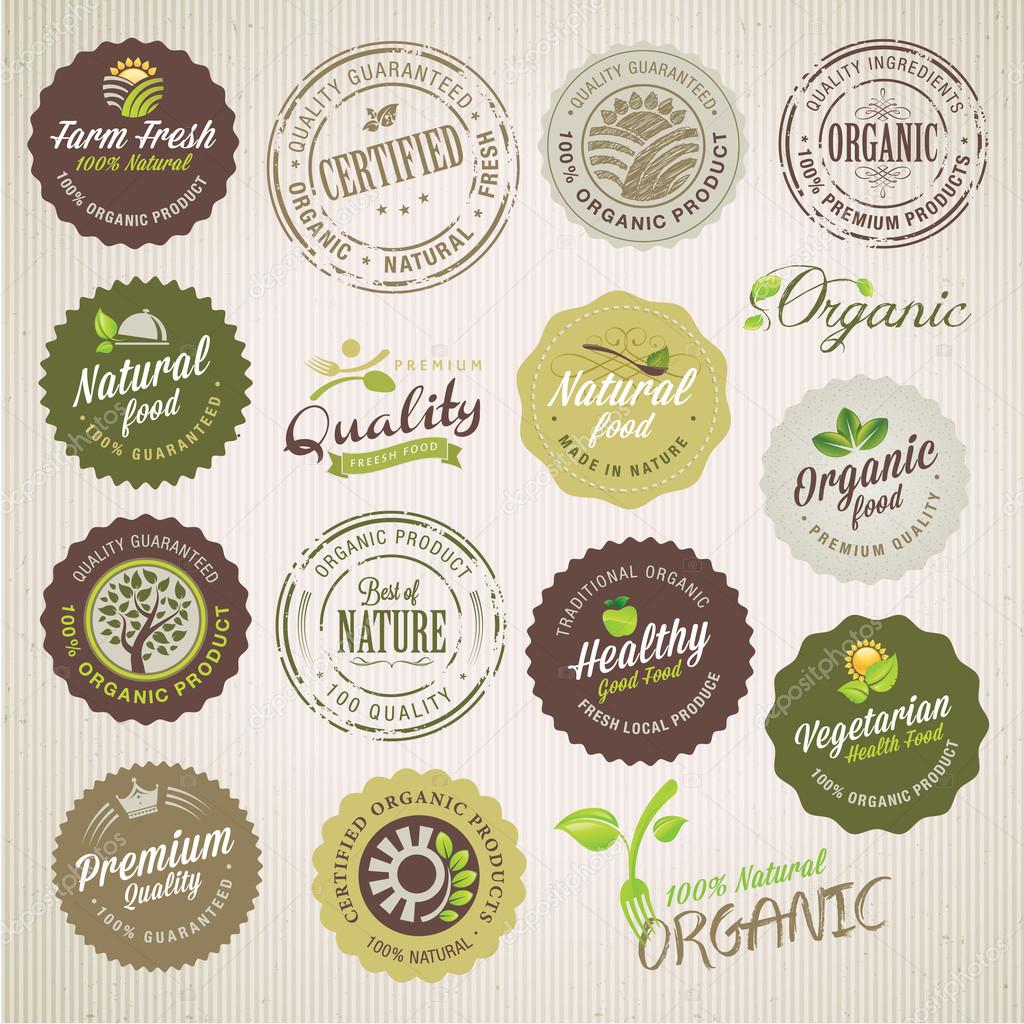 Organic food labels and elements Stock Vector by ©Variant 16319833
