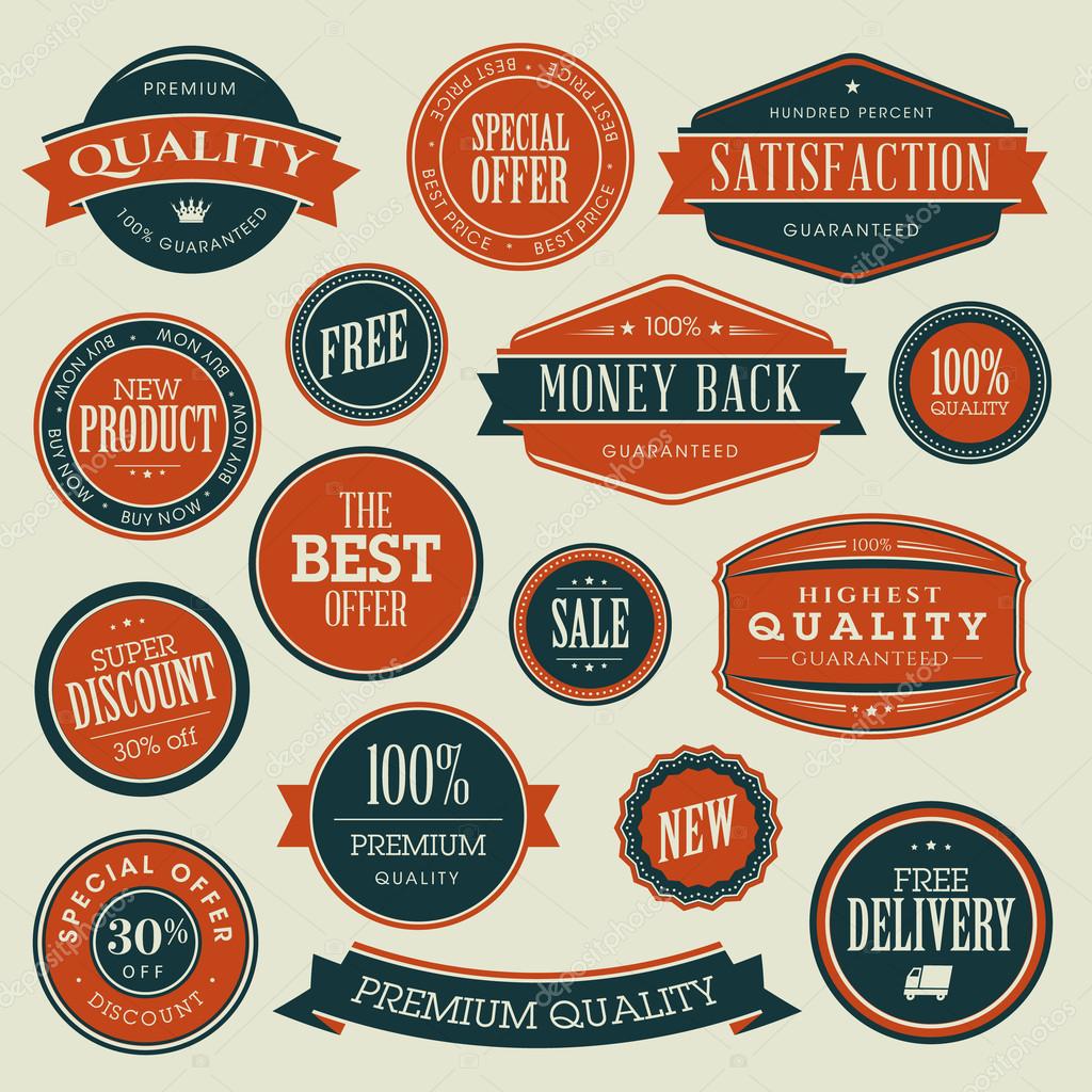 Set of vintage stickers for sale — Stock Vector © Variant #21723623