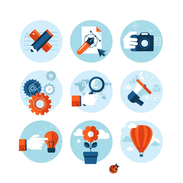 Set of modern flat design icons on design development theme Stock ...