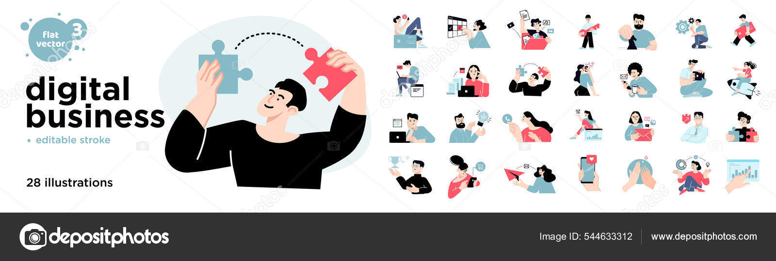 Digital Business Concept Illustrations Set Flat Design Vector ...