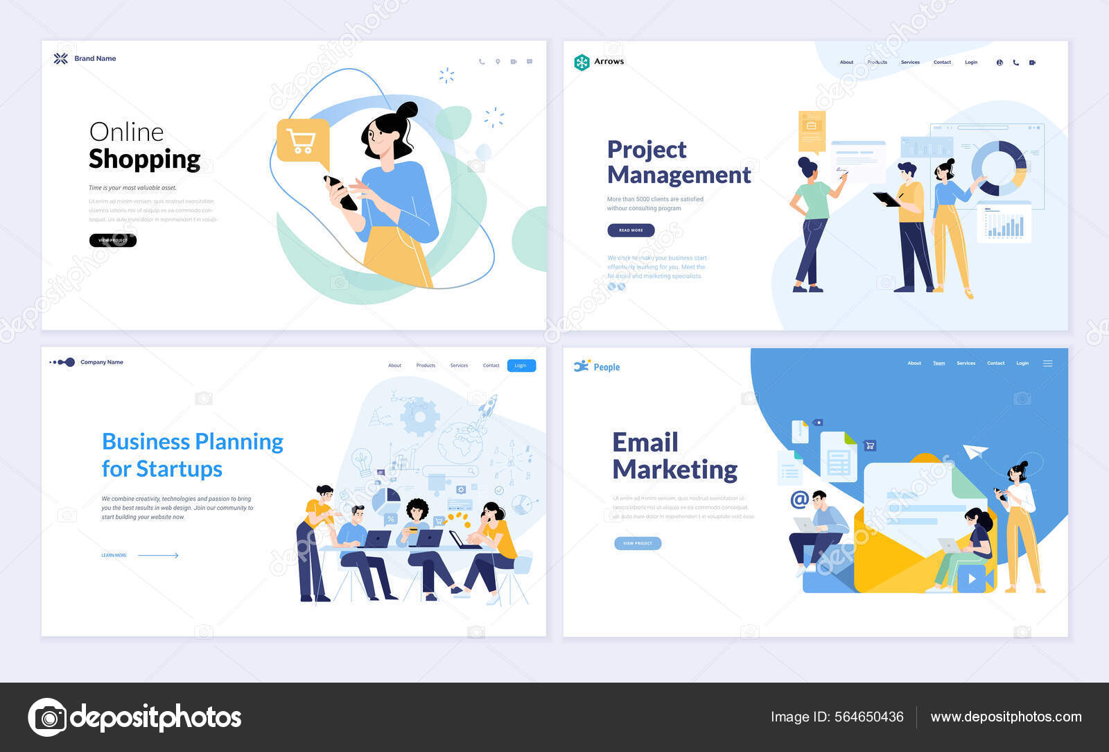 Set Web Page Design Templates Commerce Online Shopping Project ...