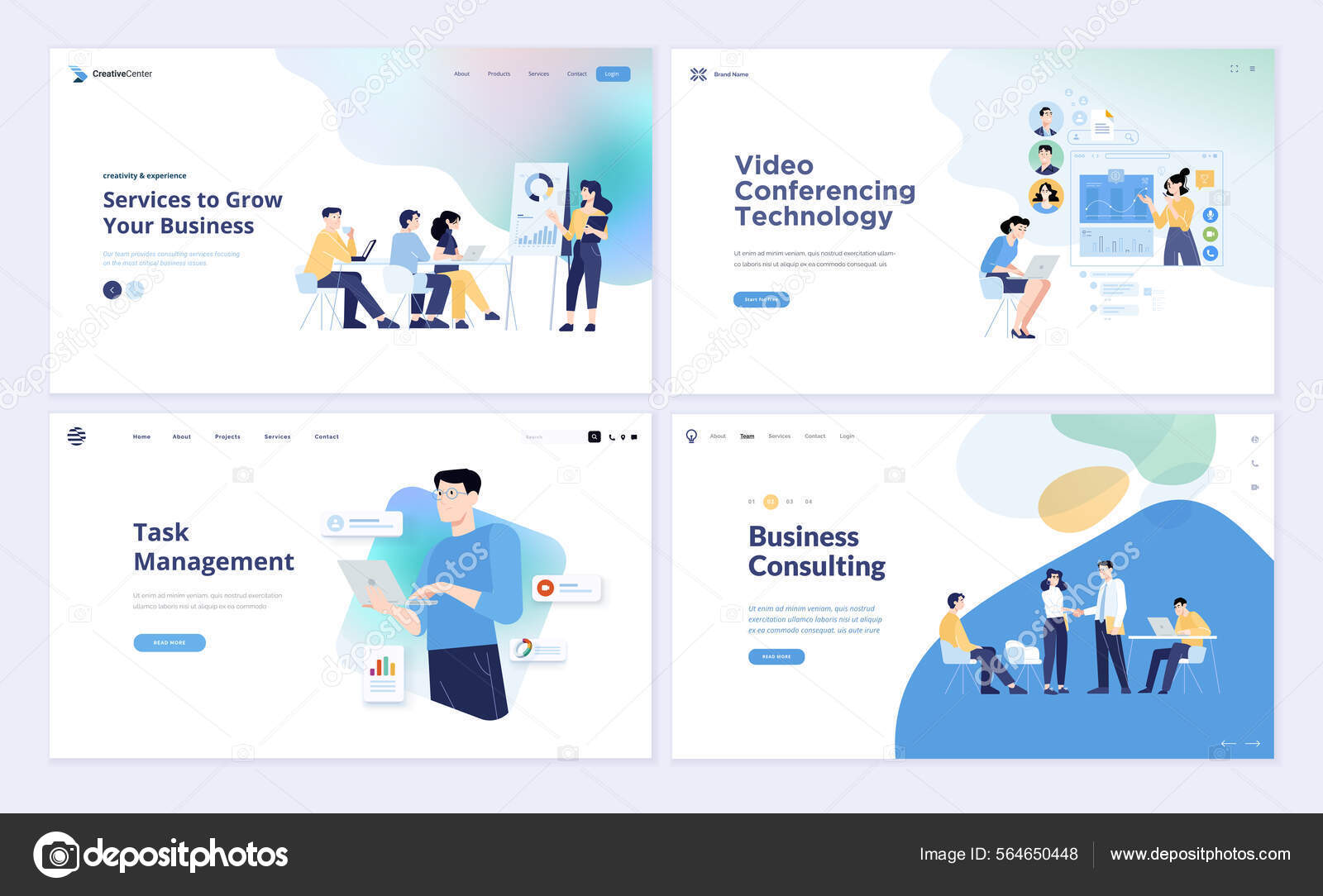 Set Web Page Design Templates Business Consulting Task Management ...