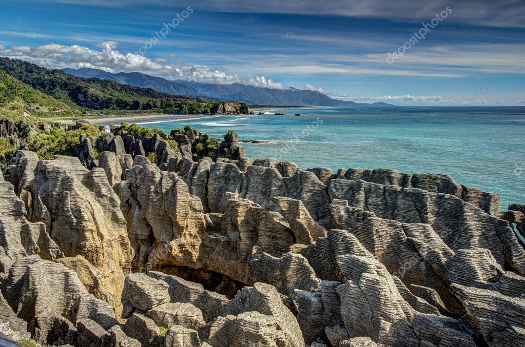 Pancake Rocks, Punakaiki, West Coast, New Zealand Stock Photo by ...