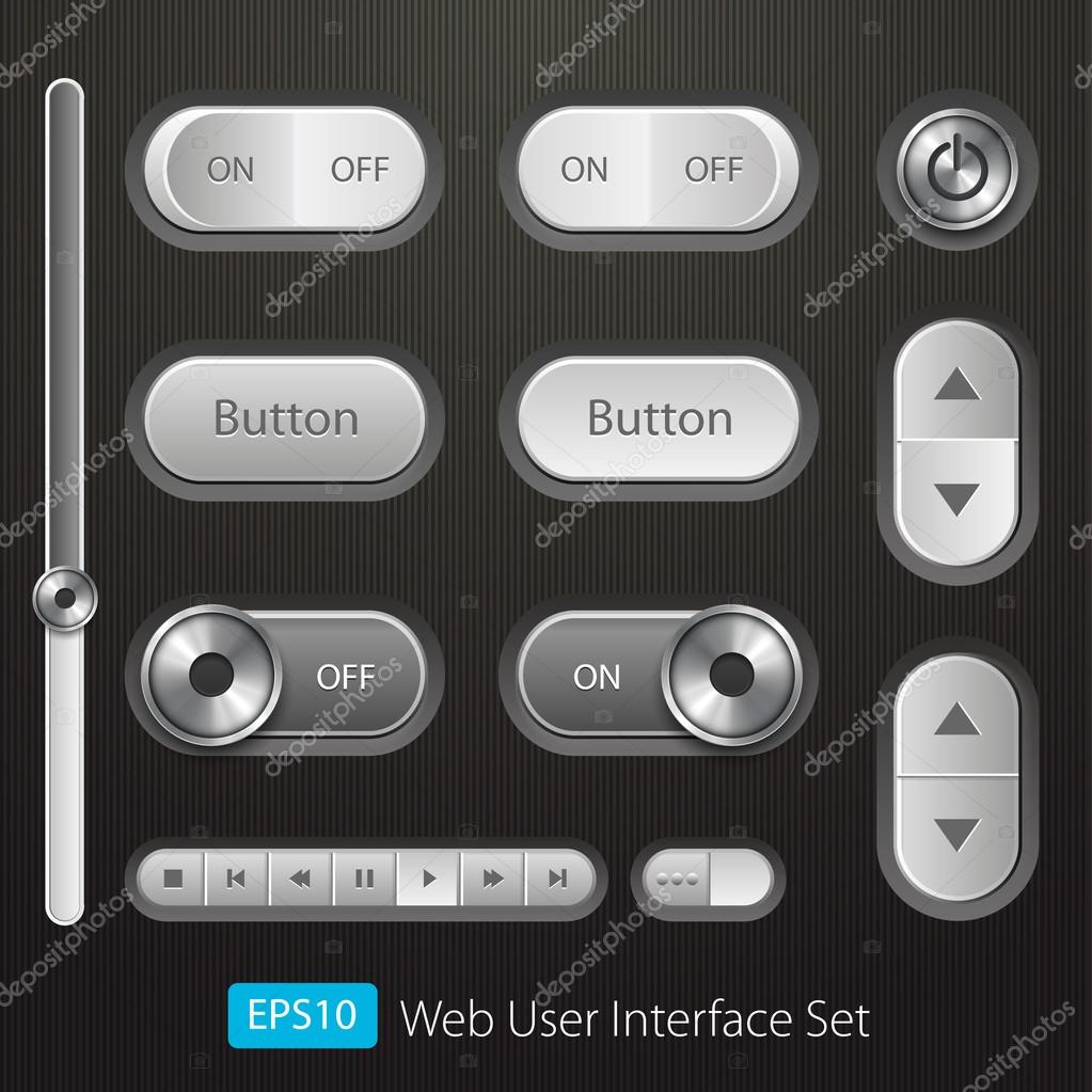 Vector User Interface Collection On Off Buttons Bars Power Buttons Toggle Switch Sliders