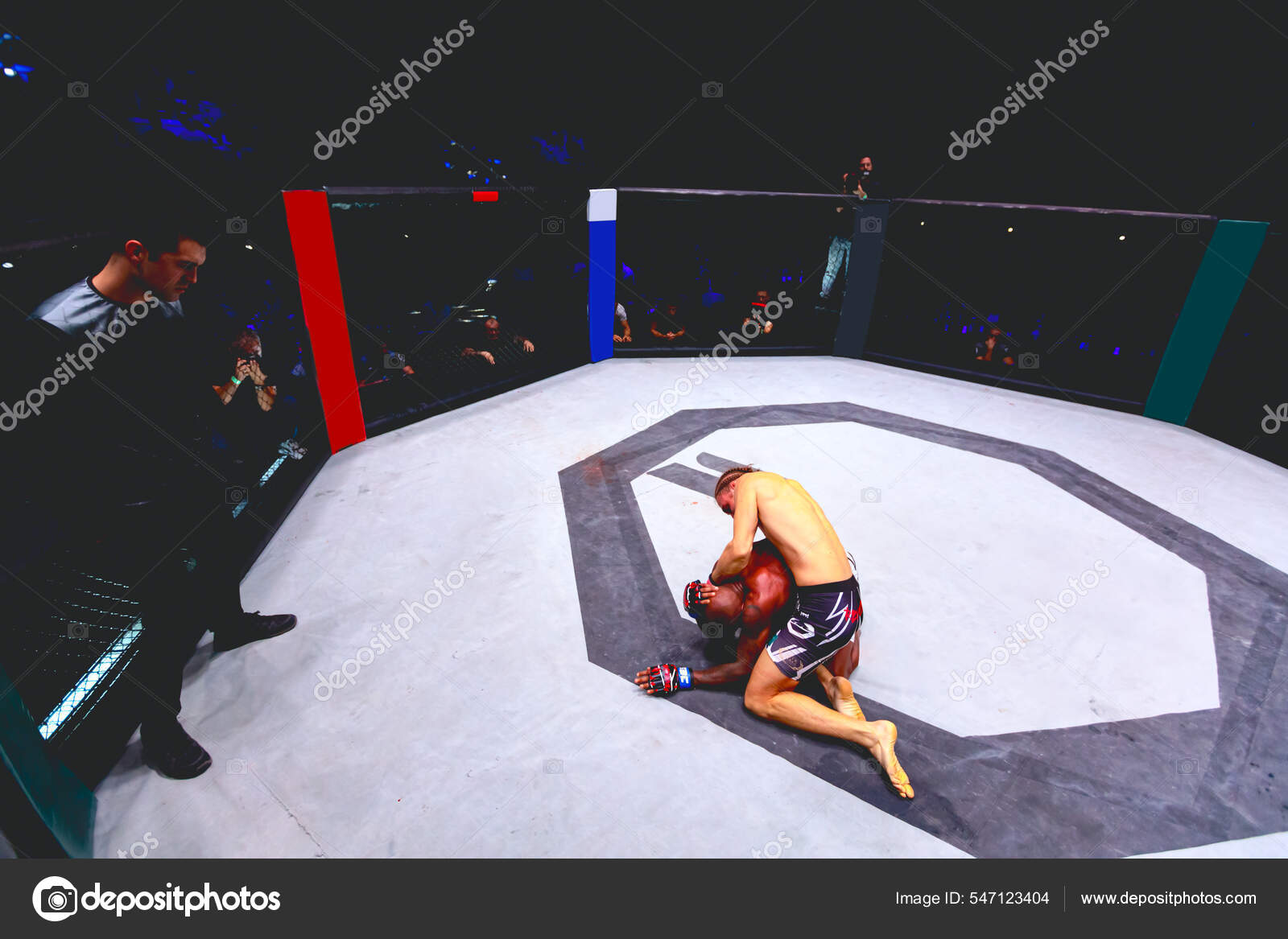 Shot Two Strong Muscular Professional Mma Fighters Fighting Clinch ...