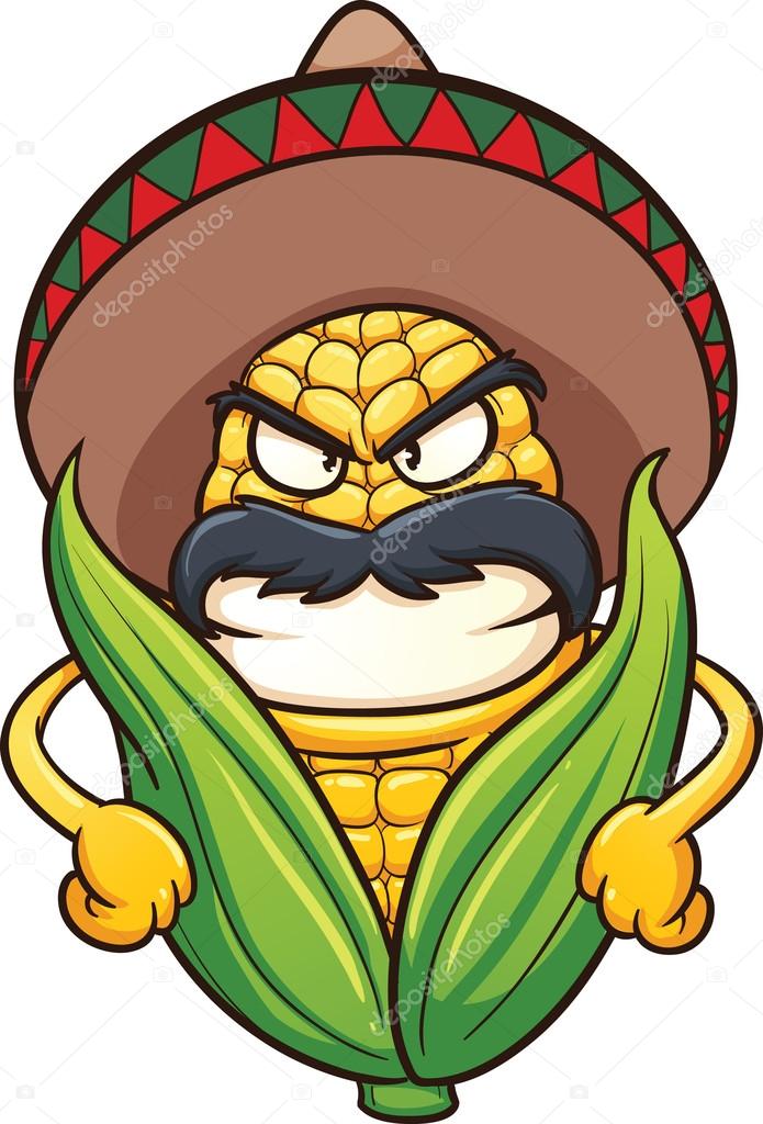 Corn with sombrero Stock Illustration by ©memoangeles #12530291
