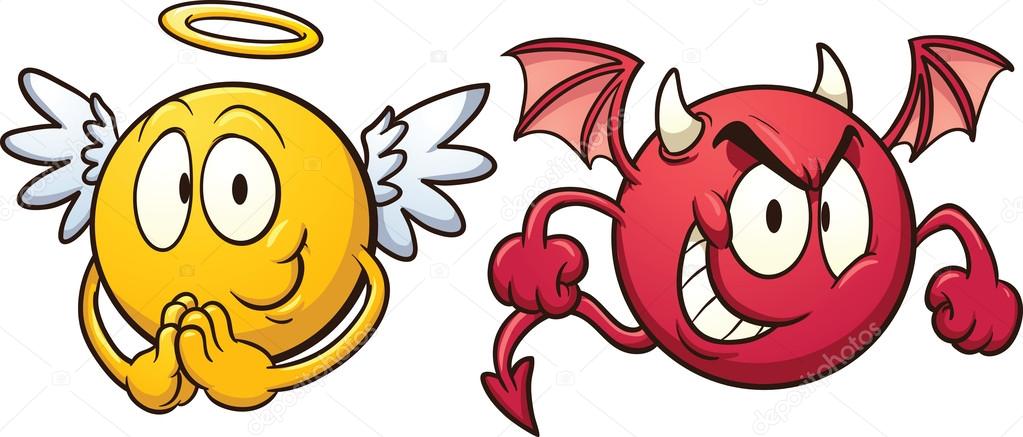 Ángel y demonio emoticonos — Vector de stock © memoangeles #33088515