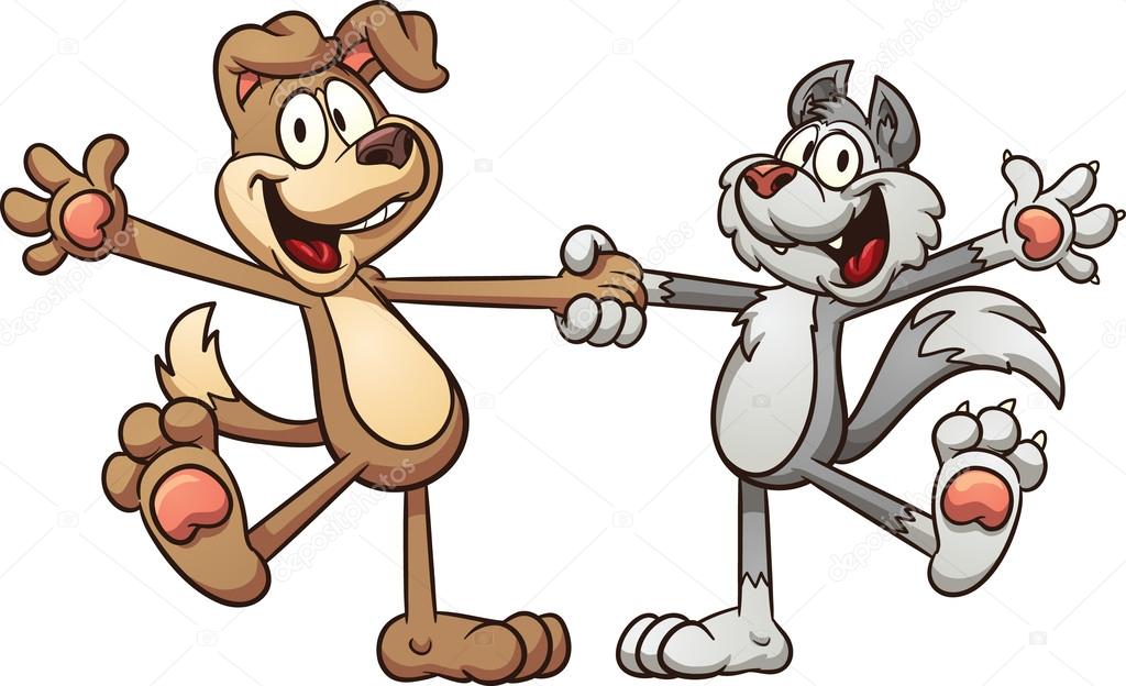 Dog And Cat Fighting Cartoon