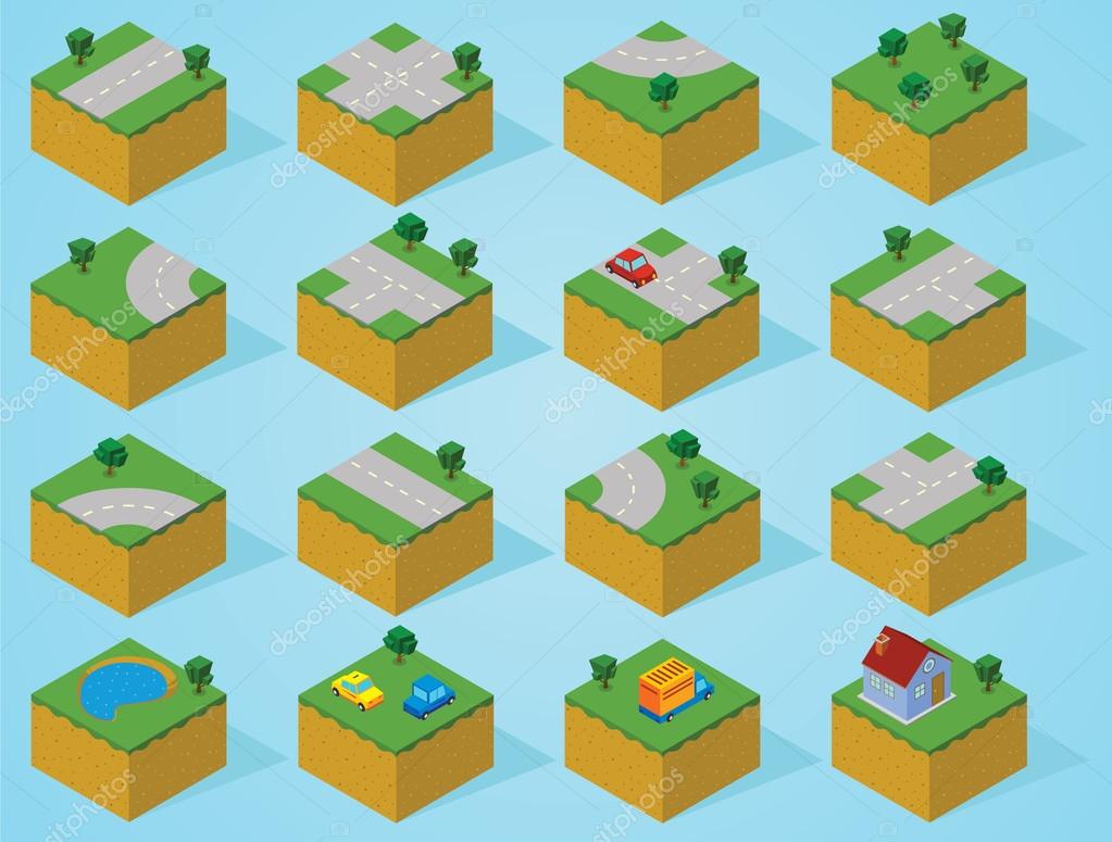 Pre assembly isometric map-road Stock Photo by ©zetwe 25371869
