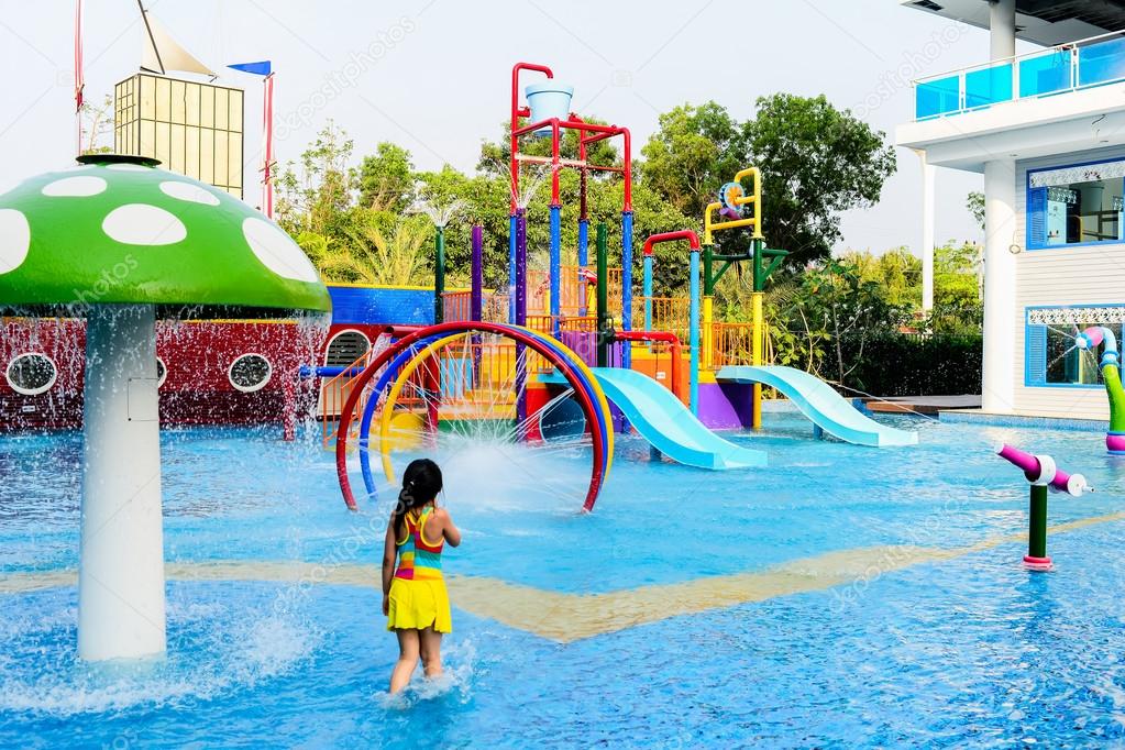 Small water park playground. — Stock Photo © Jayjaynaenae #46304423
