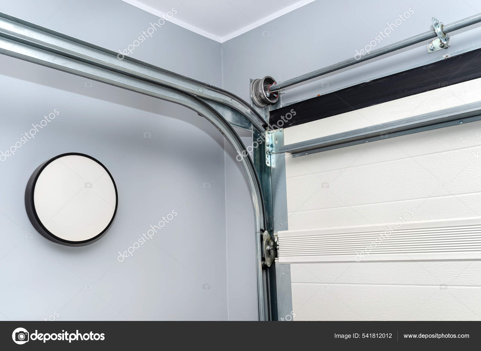 Guiding Rails Home Garage Door Steel Rope Drums View — Stock Photo ...