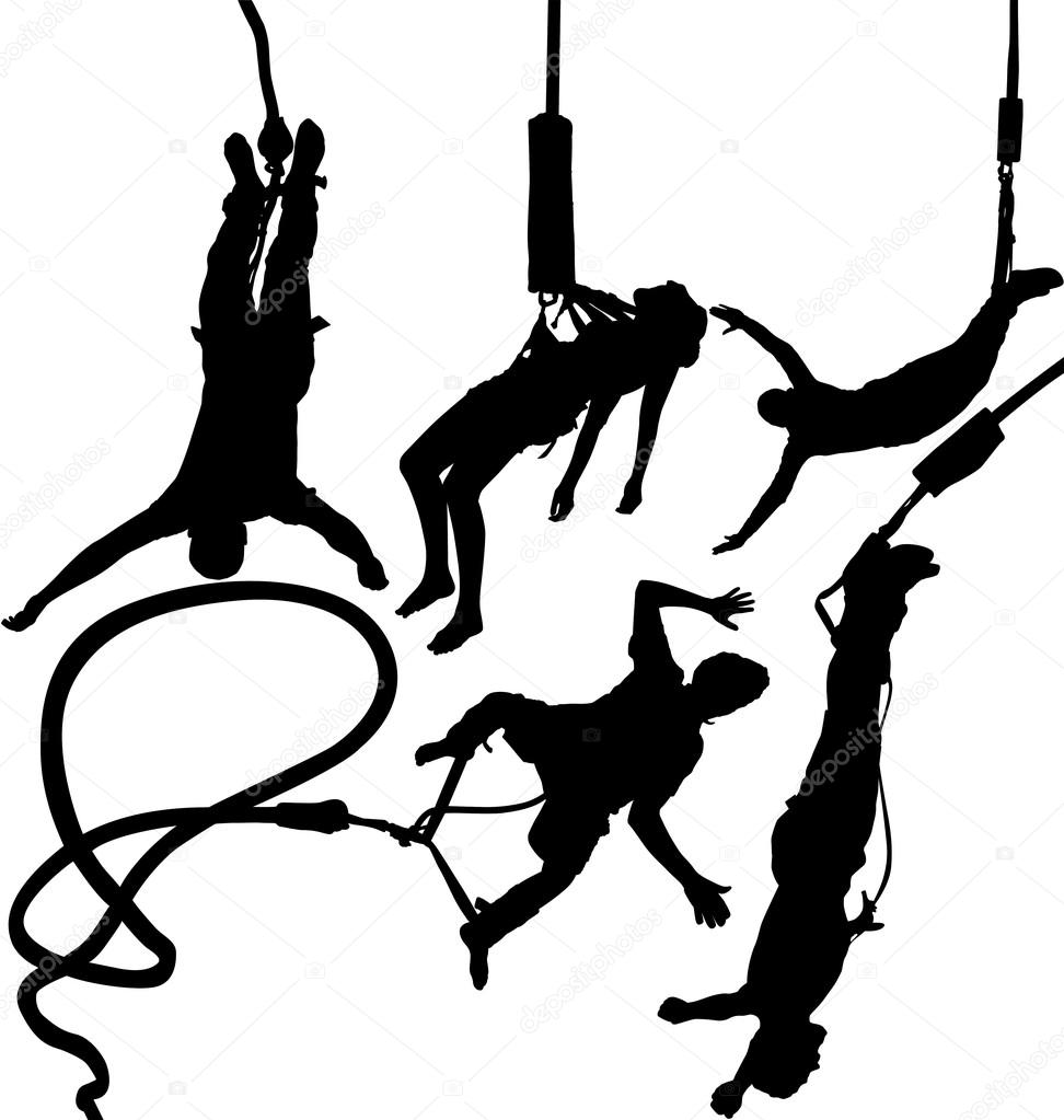 Bungee jumper vector silhouettes set. Layered. Fully editable Stock ...