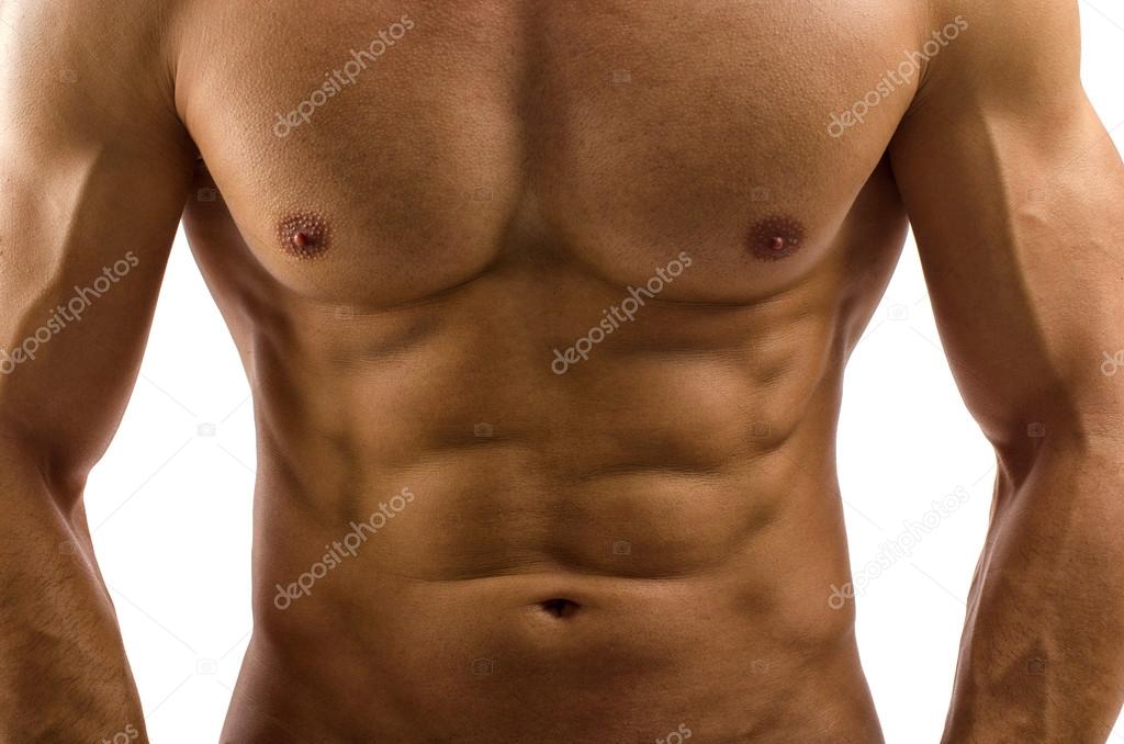 Close up on perfect abs. Strong bodybuilder with six pack — Stock Photo © iulianvalentin #35466793