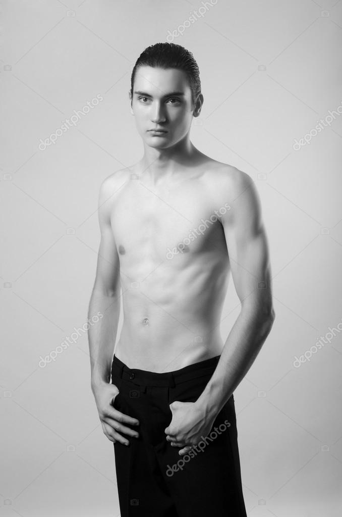 Sehr dünn, junger Mann, schlanke hübscher, magersüchtig body ...