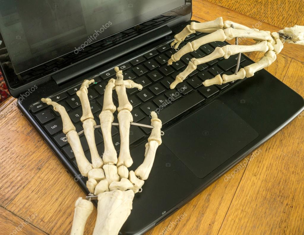 Boney Skeleton Hands Working a Computer Stock Photo by ©dogfordstudios ...
