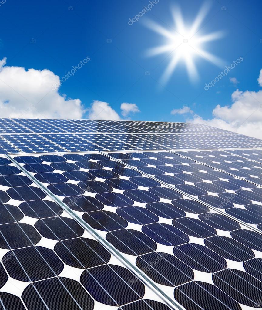 Solar cell array against the sun — Stock Photo © bennyartist #13641378