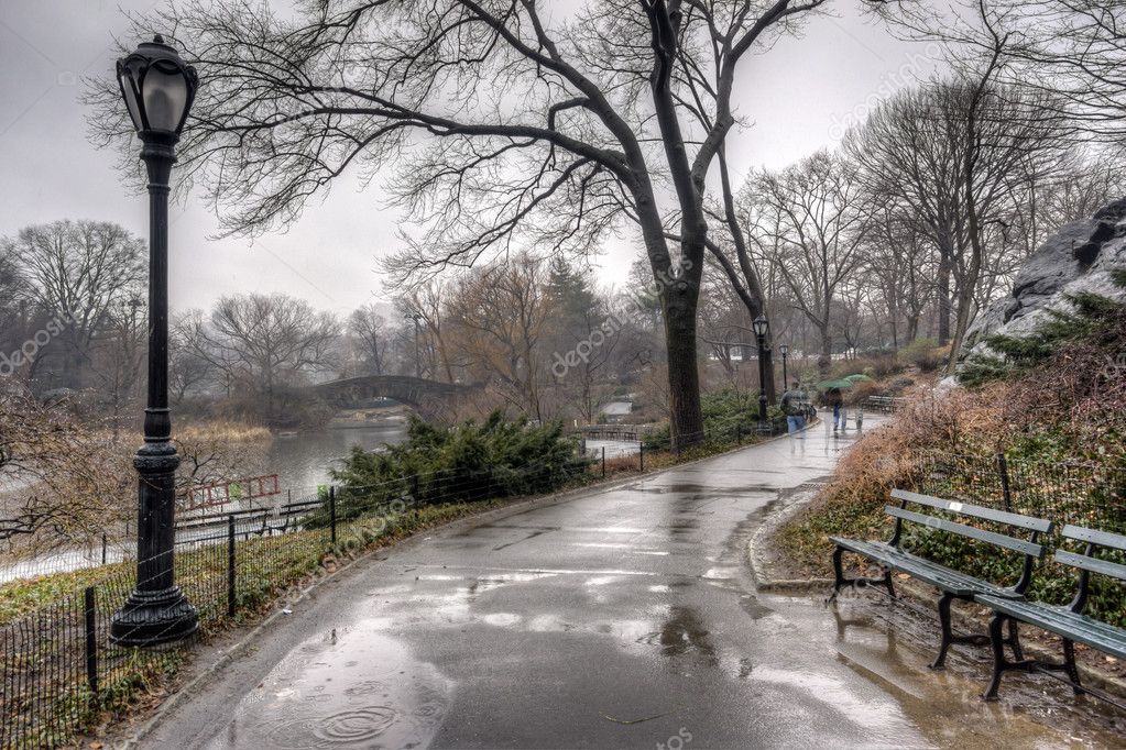 Central Park, New York City after rain storm — Stock Photo ...