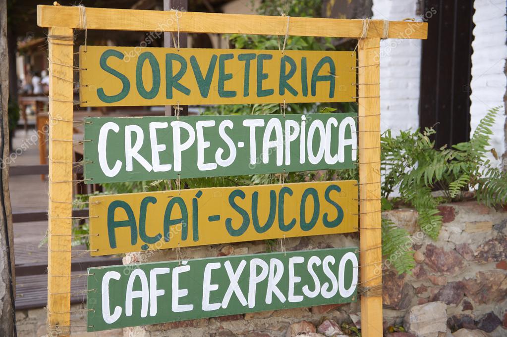 Handwritten Sign Advertising Brazilian Snacks Food Stock Photo by ...