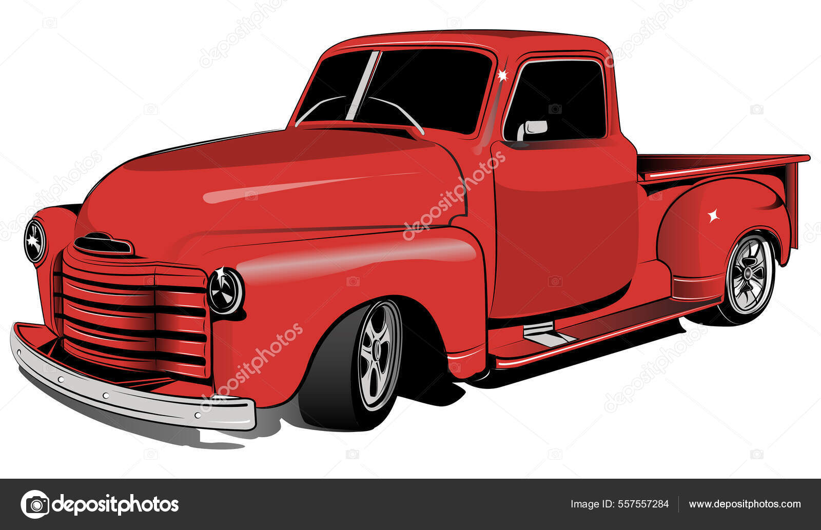 Vector Drawing Restored Red Vintage Truck Stock Illustration by ...