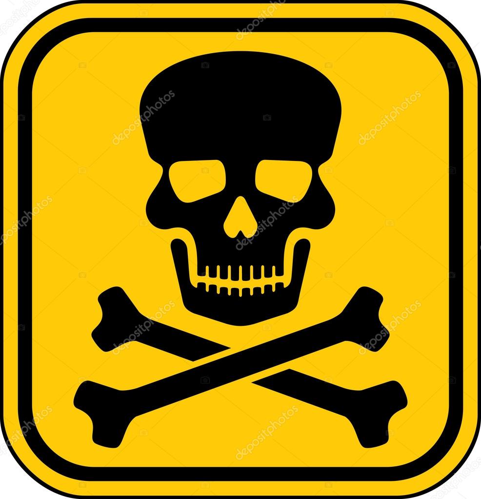 Vector de señal de peligro con el símbolo de la calavera — Vector stock ...