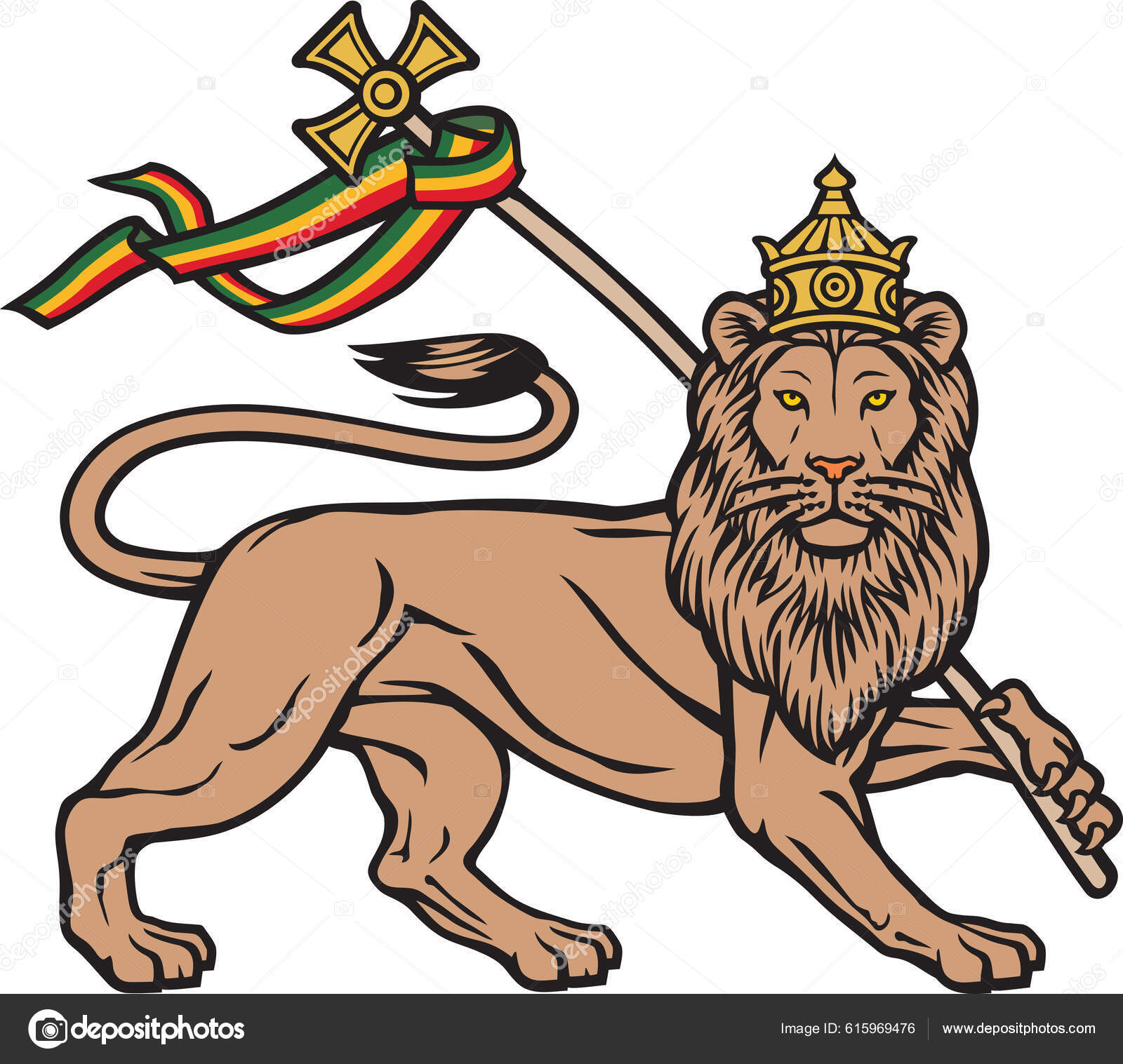 Image vectorielle Lion Juda Rastafarian Reggae Symbol Illustration ...