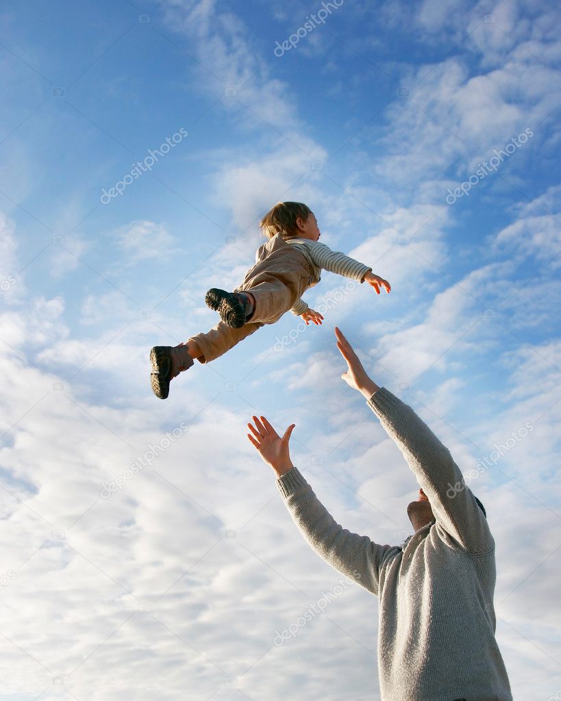 Flying boy on sky background Stock Photo by ©volare2004 12617697