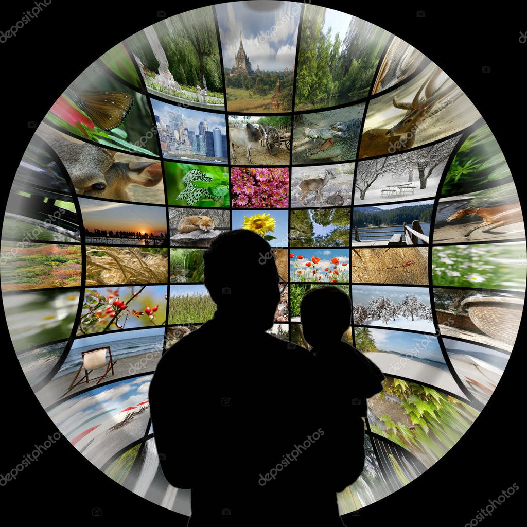 Father and son on media screen background — Stock Photo © volare2004 ...