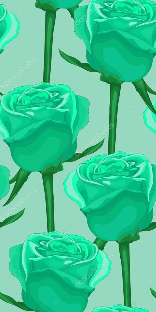 Vertical seamless background with blue roses. In the old style Stock ...