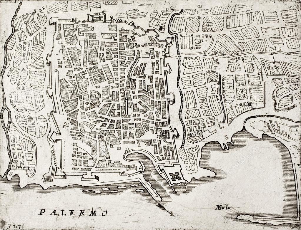 Antiguo mapa de Palermo, Italia 2022