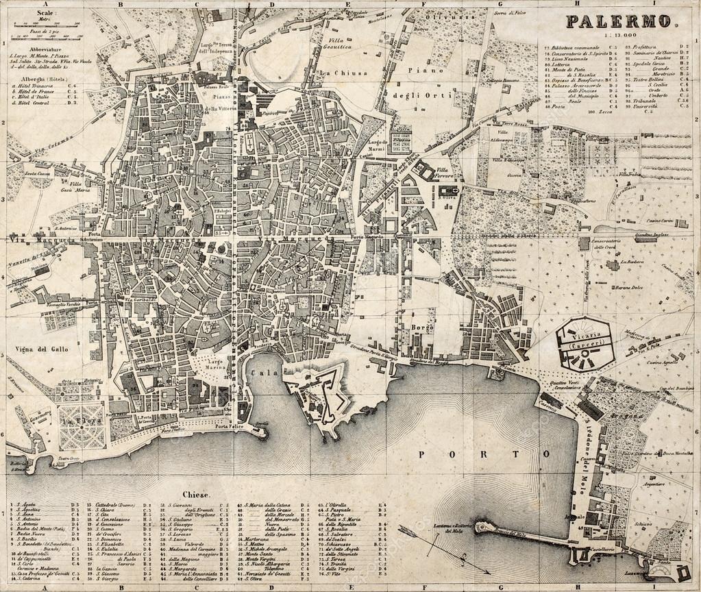 Palermo mapa antiguo 3 Ilustración de stock de ©marzolino #13290470