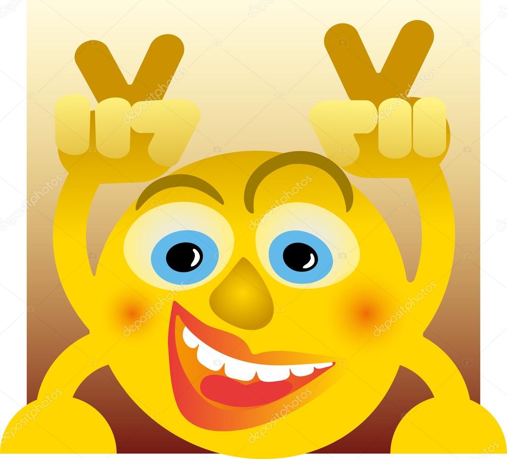 Emoticon showing the V sign — Stock Vector © RifKhasan #31154289